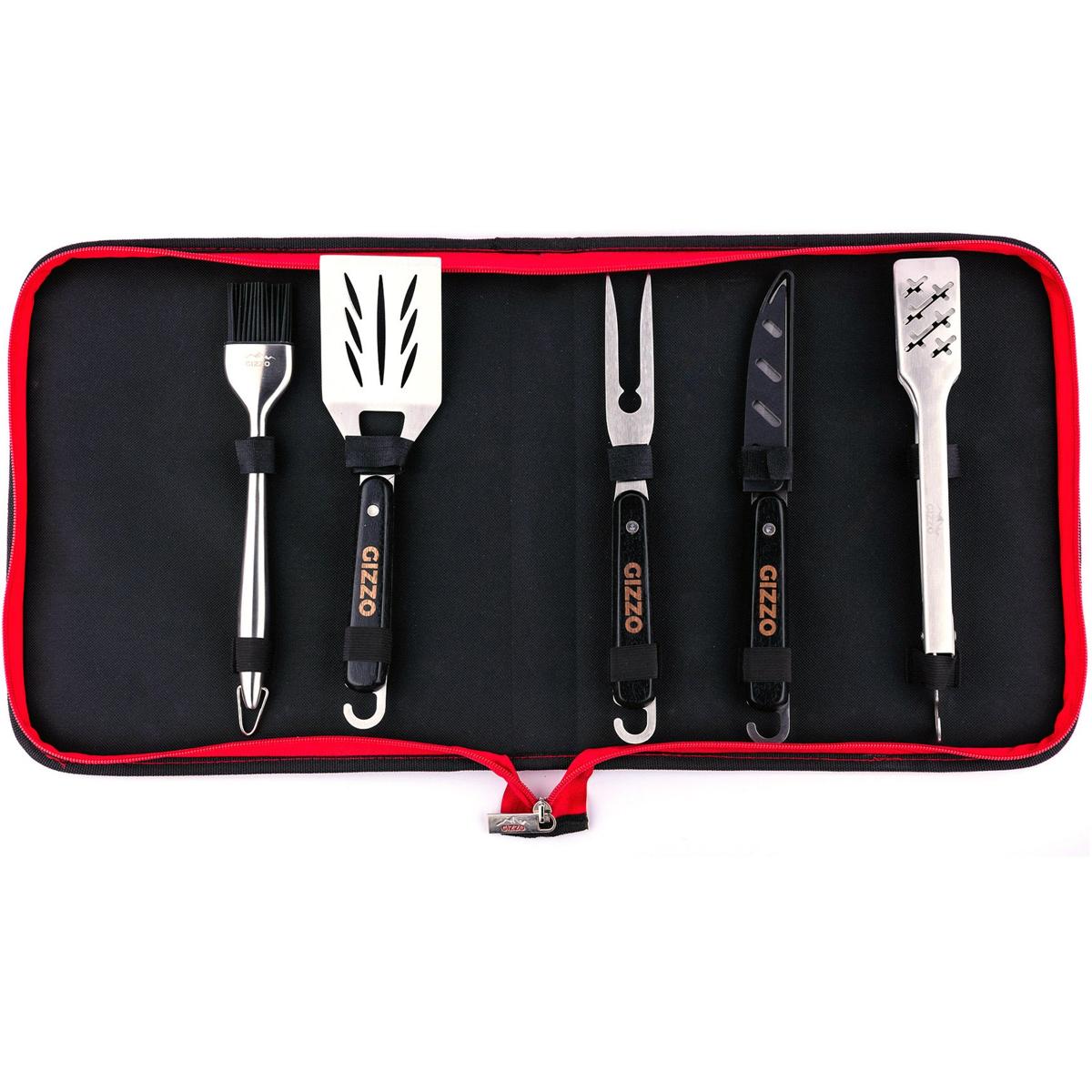 GIZZO Grill-Besteck, 5er Set, Holzgriff - CampingBuddies